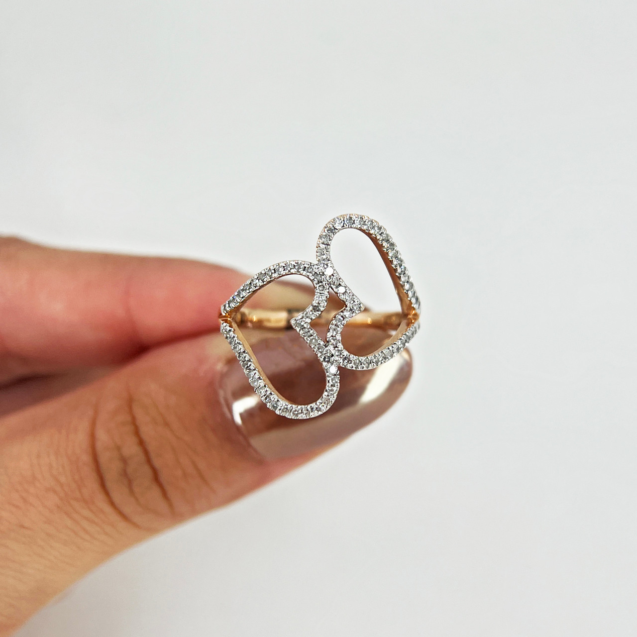 Rose Gold Double Open Heart Ring