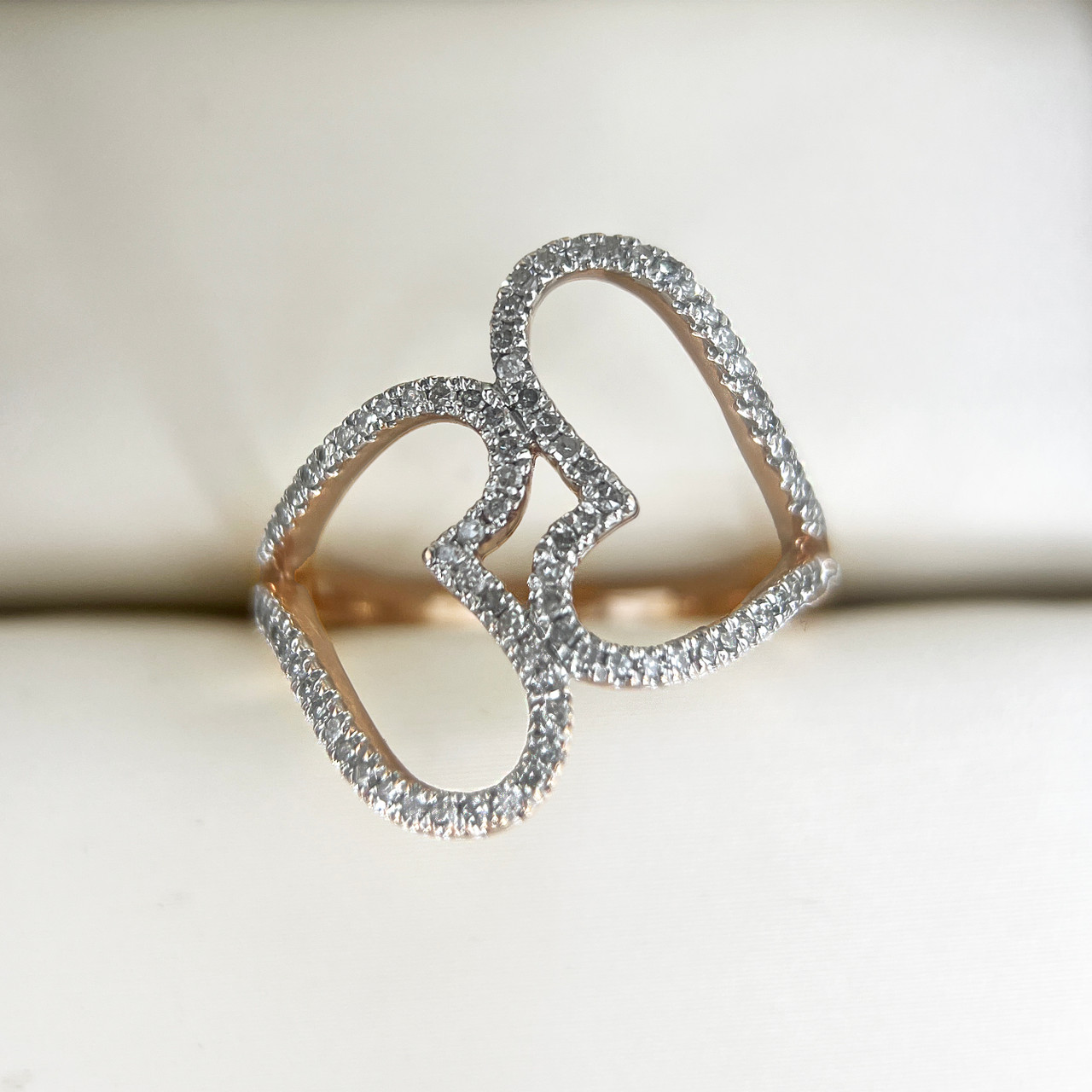 Rose Gold Double Open Heart Ring