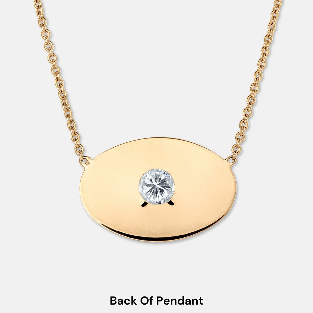 Vintage 14K Gold Oval Shaped Diamond Disc Necklace