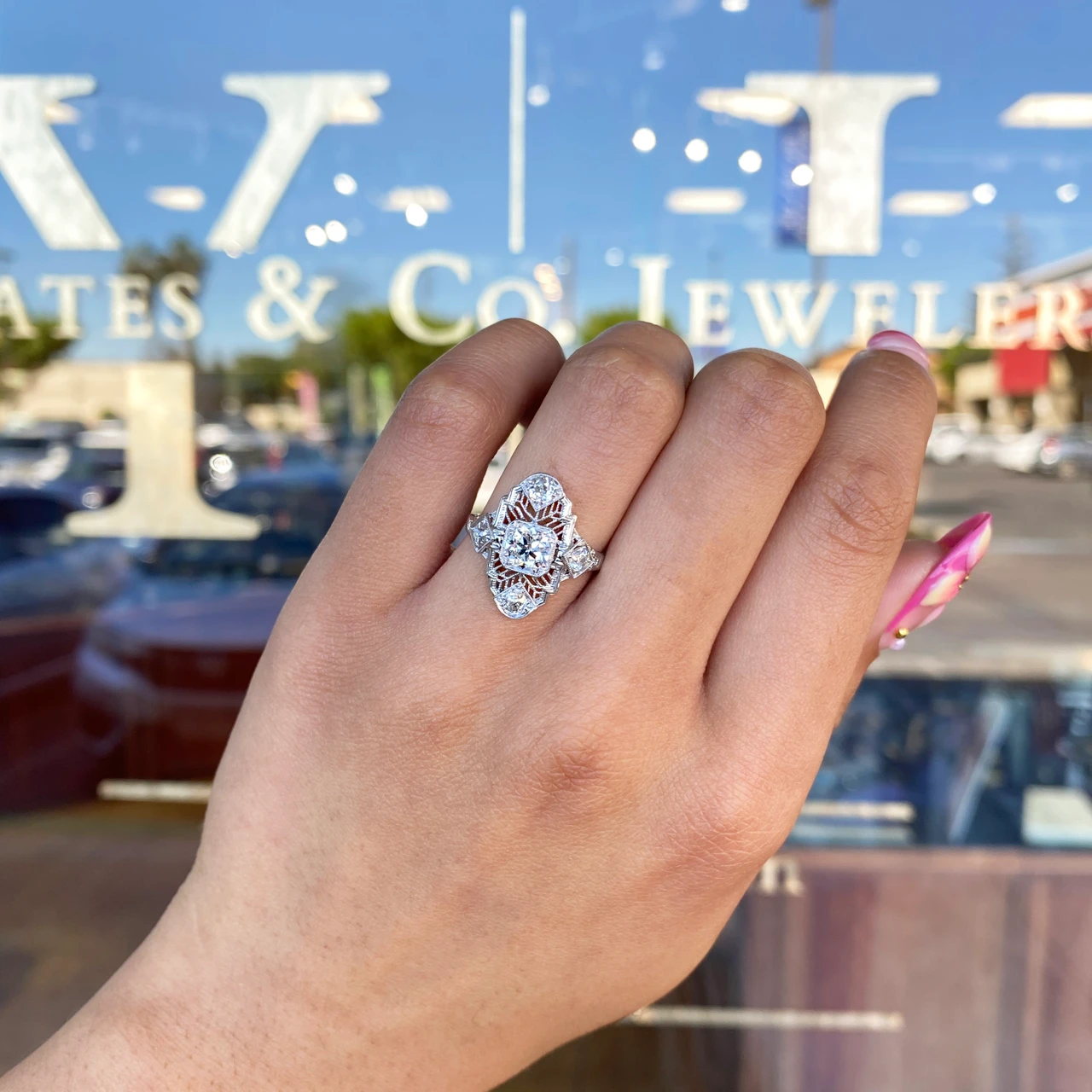 Vintage 14K Gold Diamond Filigree Ring