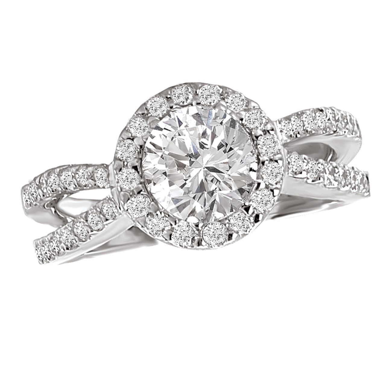 Split Band Diamond Halo Engagement Ring - Modesto Wedding Rings