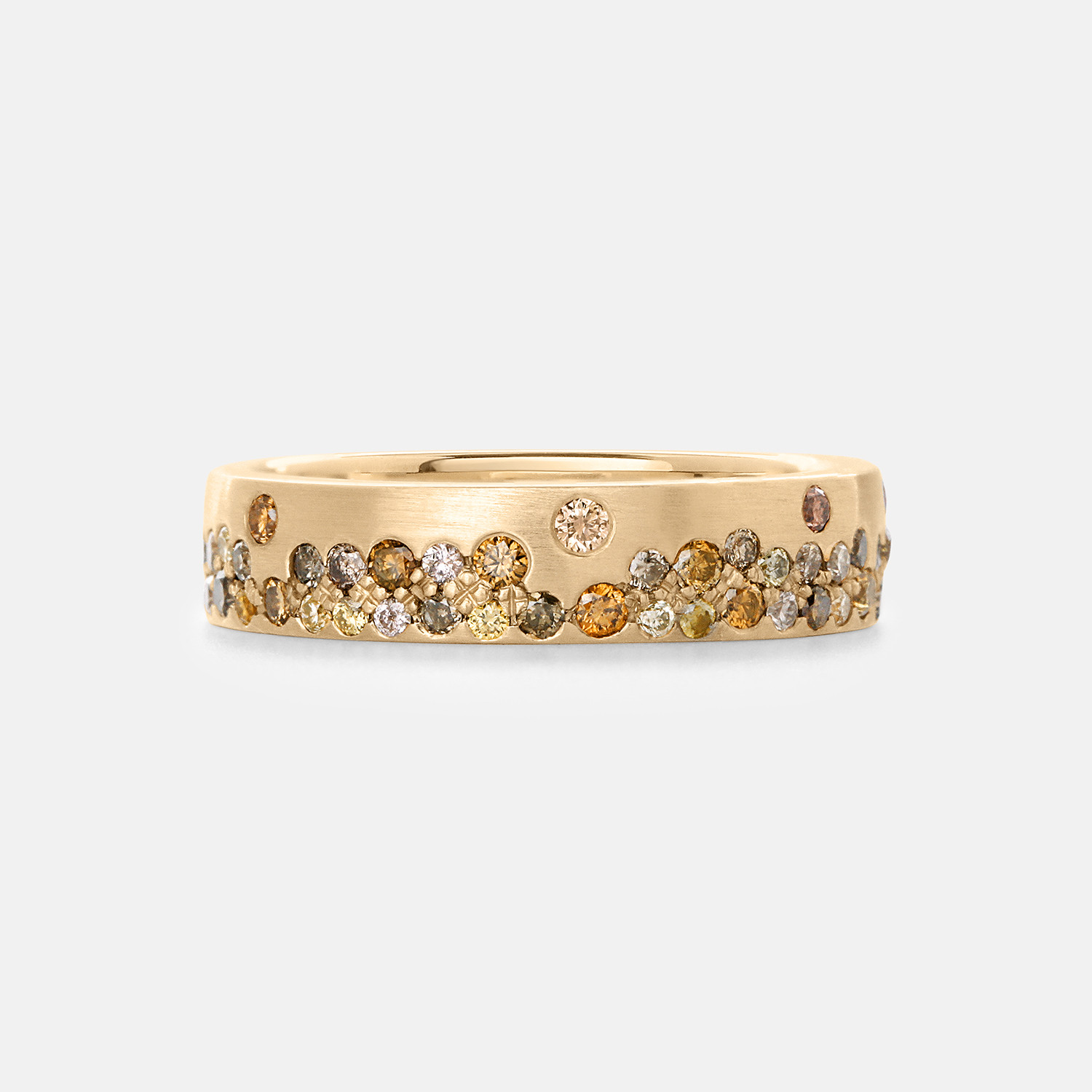 14k Yellow Gold Ombre Diamond Scattered Raindrop Ring
