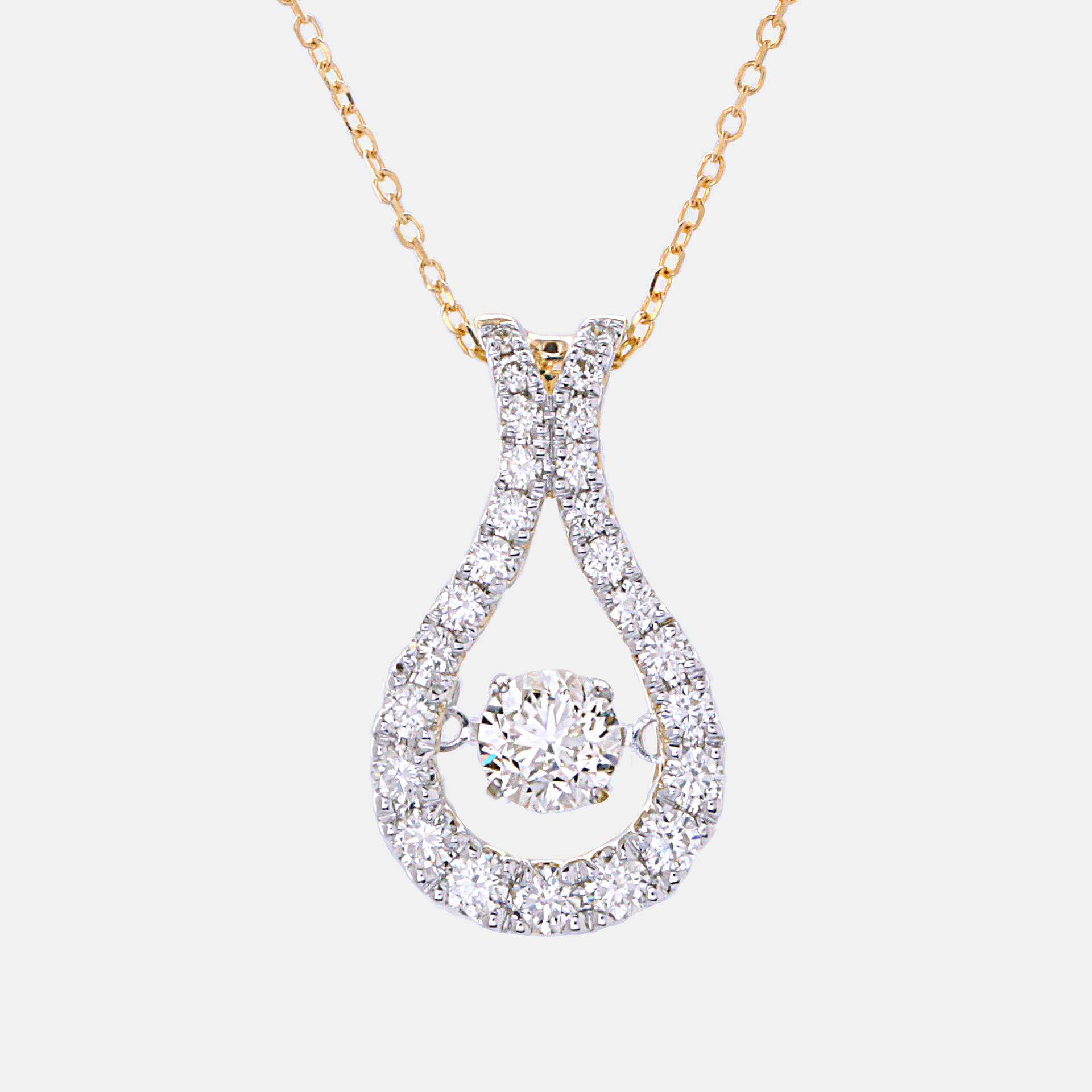 14K Two-Tone Dancing Diamond Pendant
