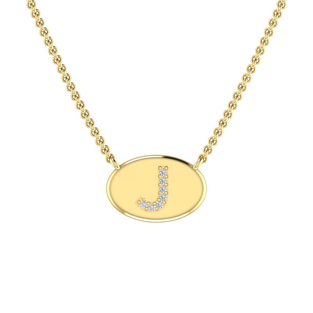 14k Gold & Diamond Signet Initial Necklace