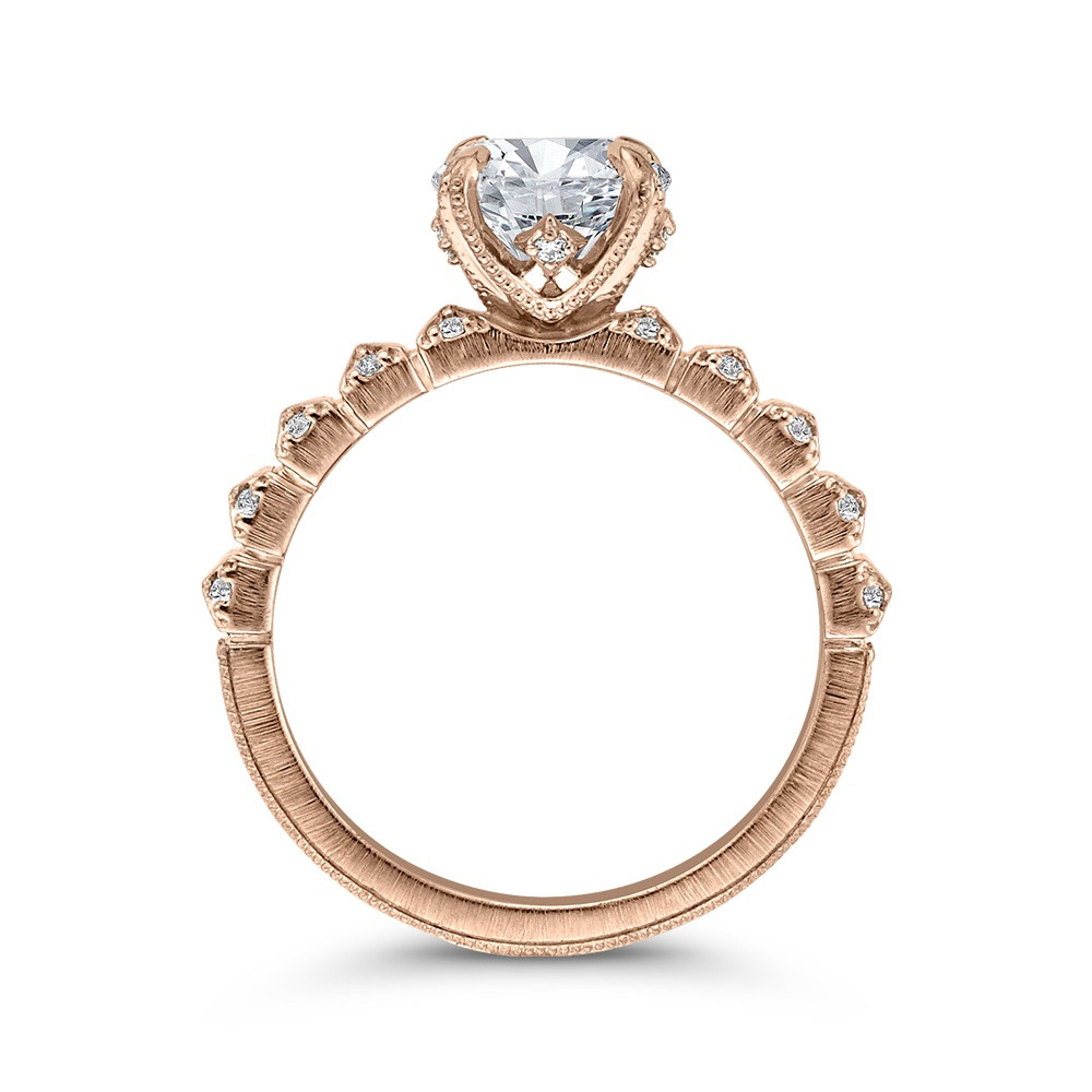 Carizza Rose Gold Round Diamond Engagement Ring