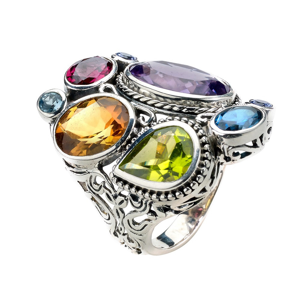 Sterling Silver Multi-Gem Ring by Sameul B