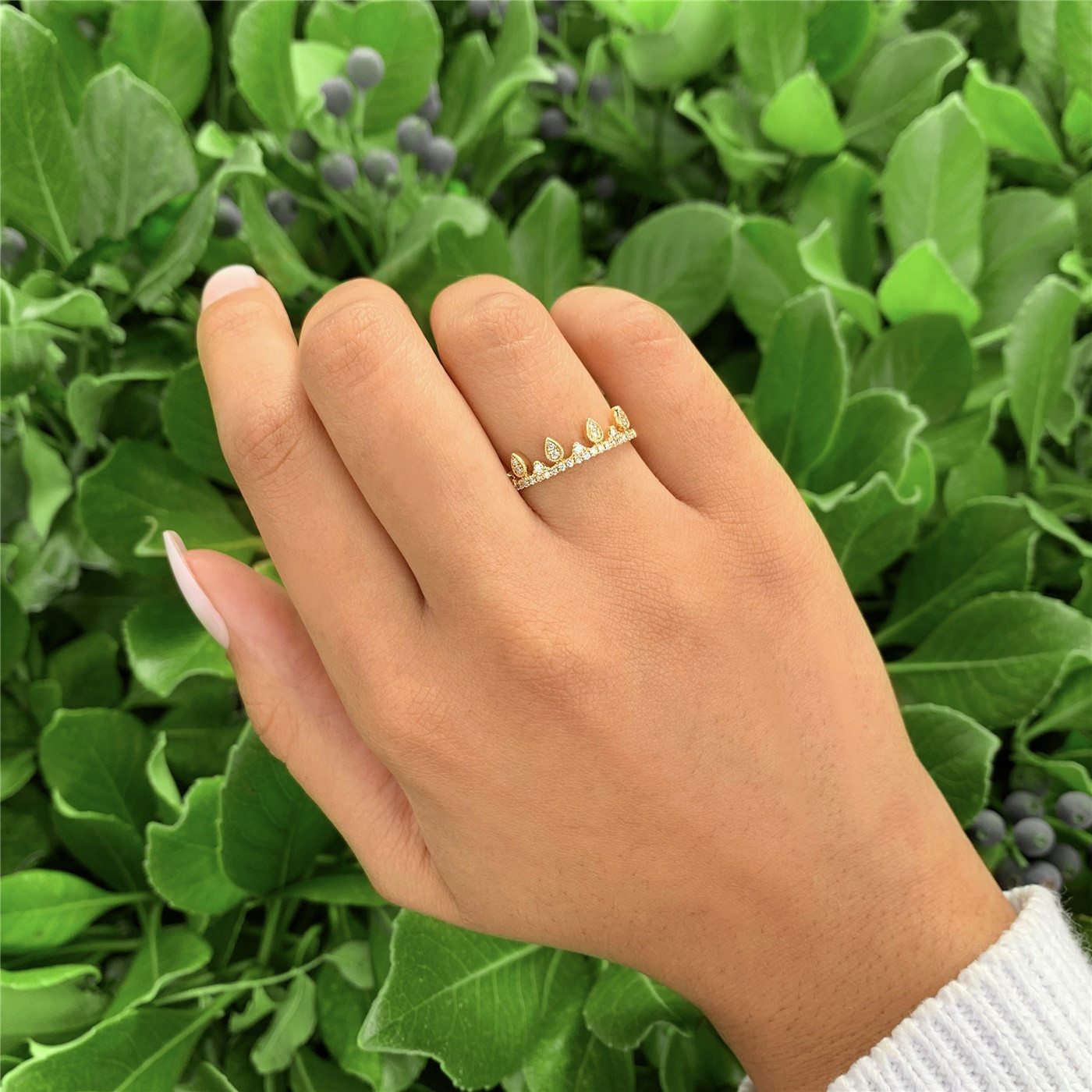 14k Yellow Gold & Diamond Crown Ring
