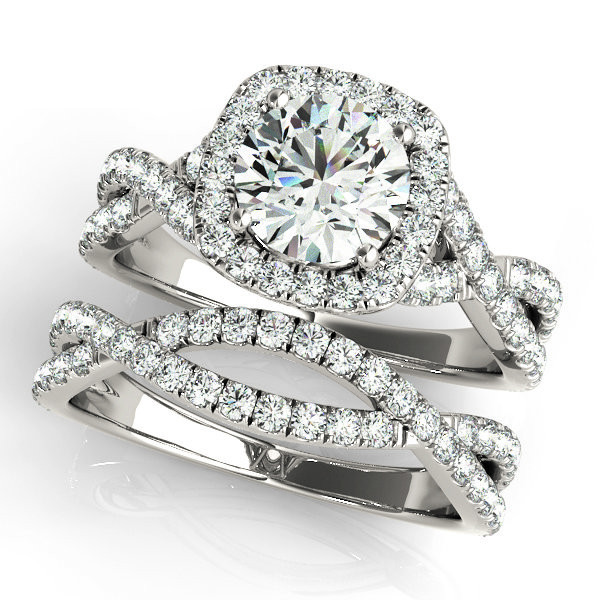 Gorgeous Twisted Shank and Halo Lab Grown Diamond Engagement Ring