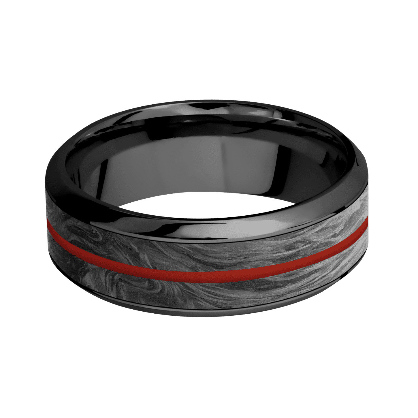 Zirconium, Carbon Fiber, & Red Cerakote Mens Band by Lashbrook Designs