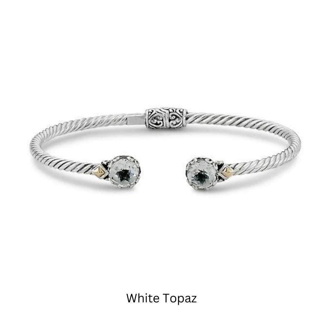 Samuel B. Sterling Silver, 18K Yellow Gold and Pearl Bangle