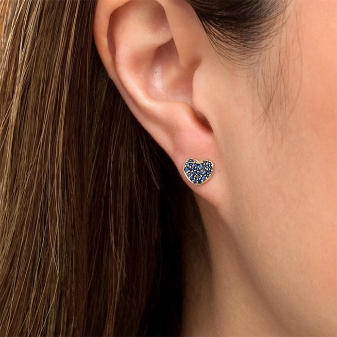 10k Gold Gemstone Cluster Heart Studs