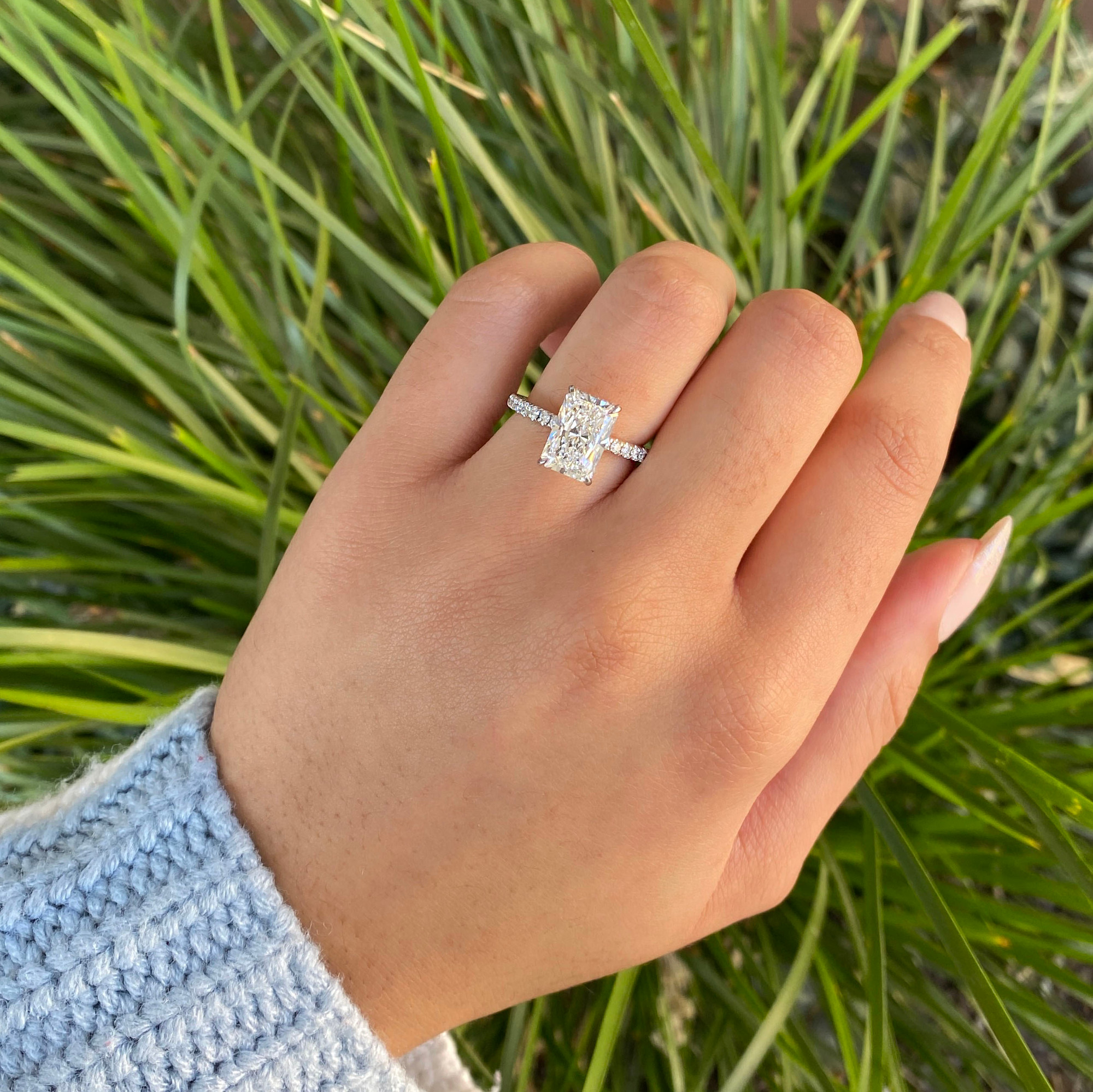 Radiant Diamond Hidden Halo Engagement Ring