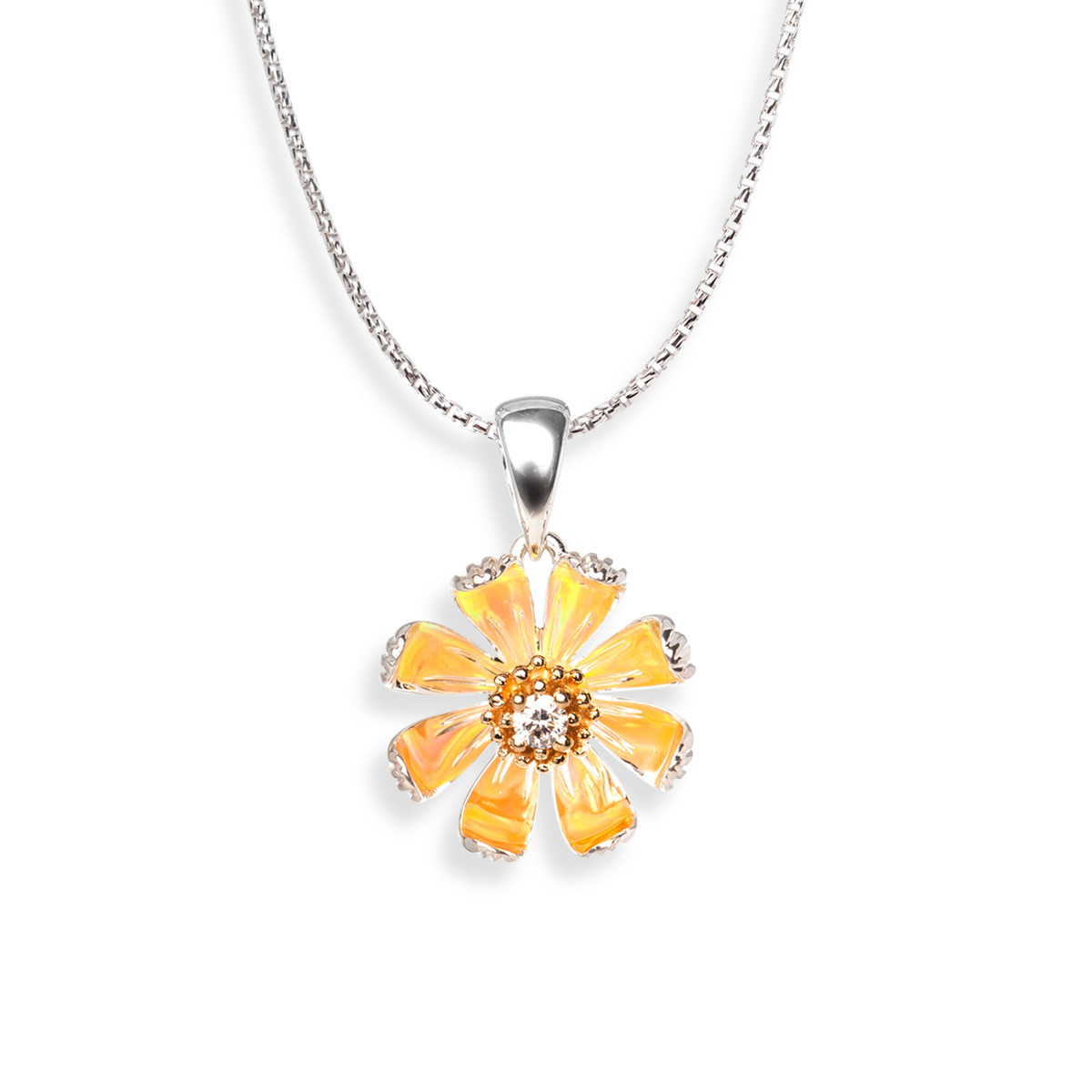 Sterling Silver & 14K Yellow Gold Daisy Pendant by Galatea