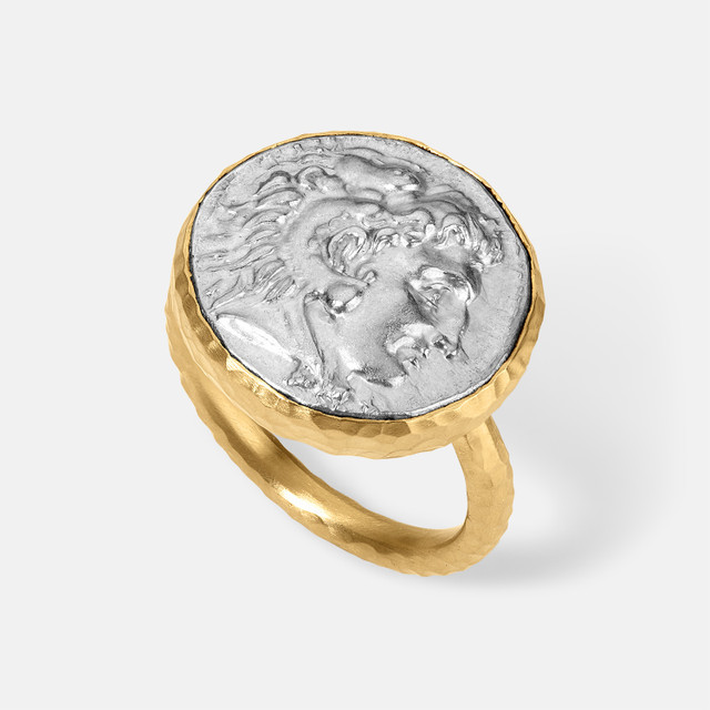 Handmade 21K Gold and Ancient Greek Coin Ring