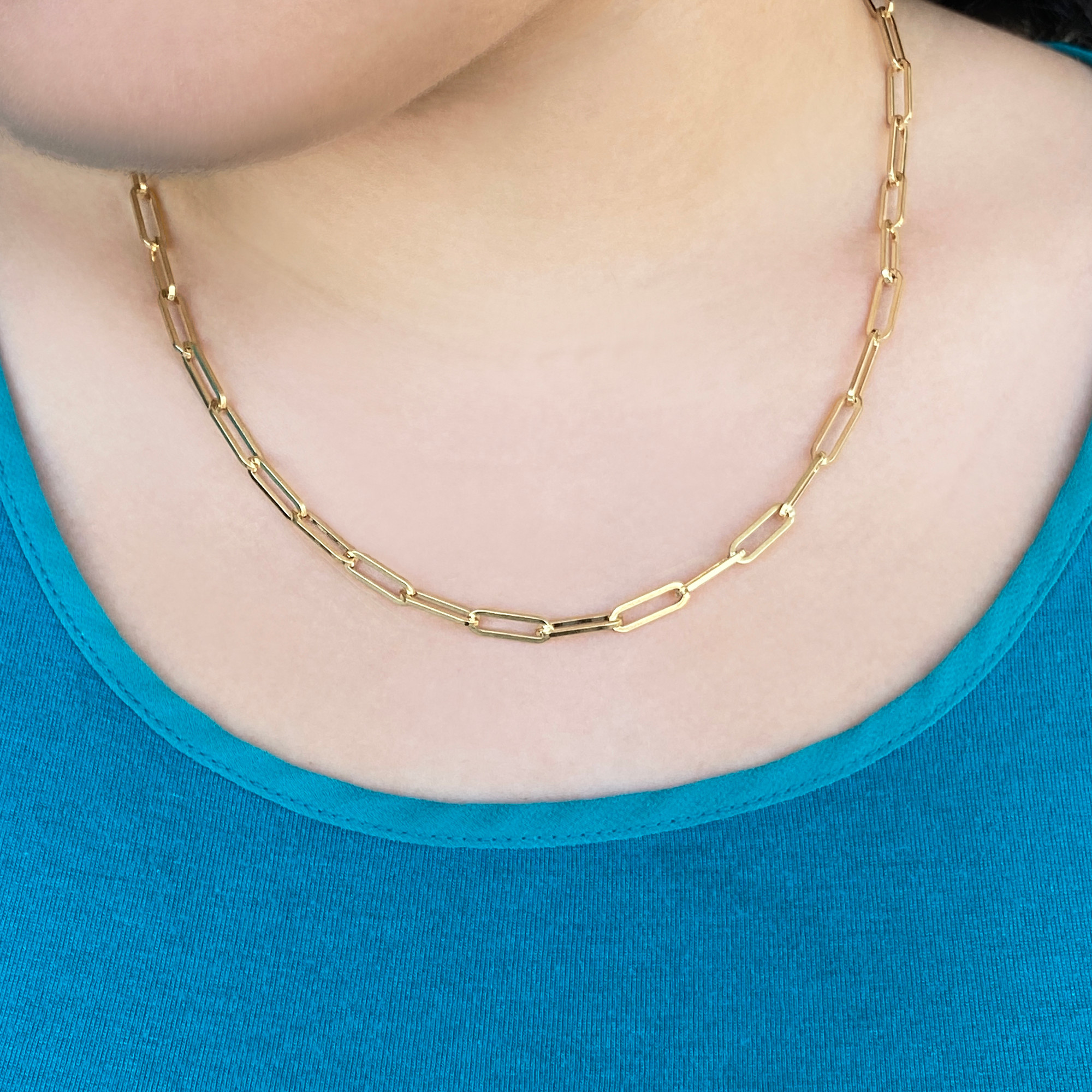 14k Yellow Gold 18" Paperclip Chain