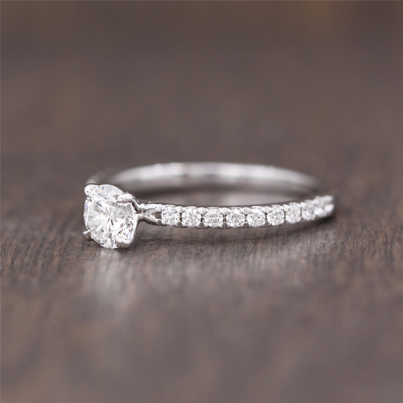 14k White Gold .50ctw Diamond French Set Engagement Ring