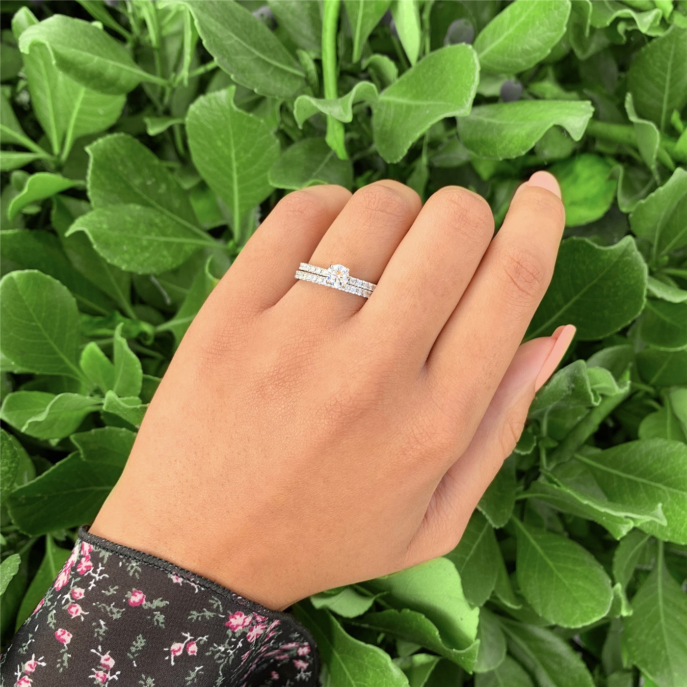 14k White Gold .50ctw Diamond French Set Engagement Ring