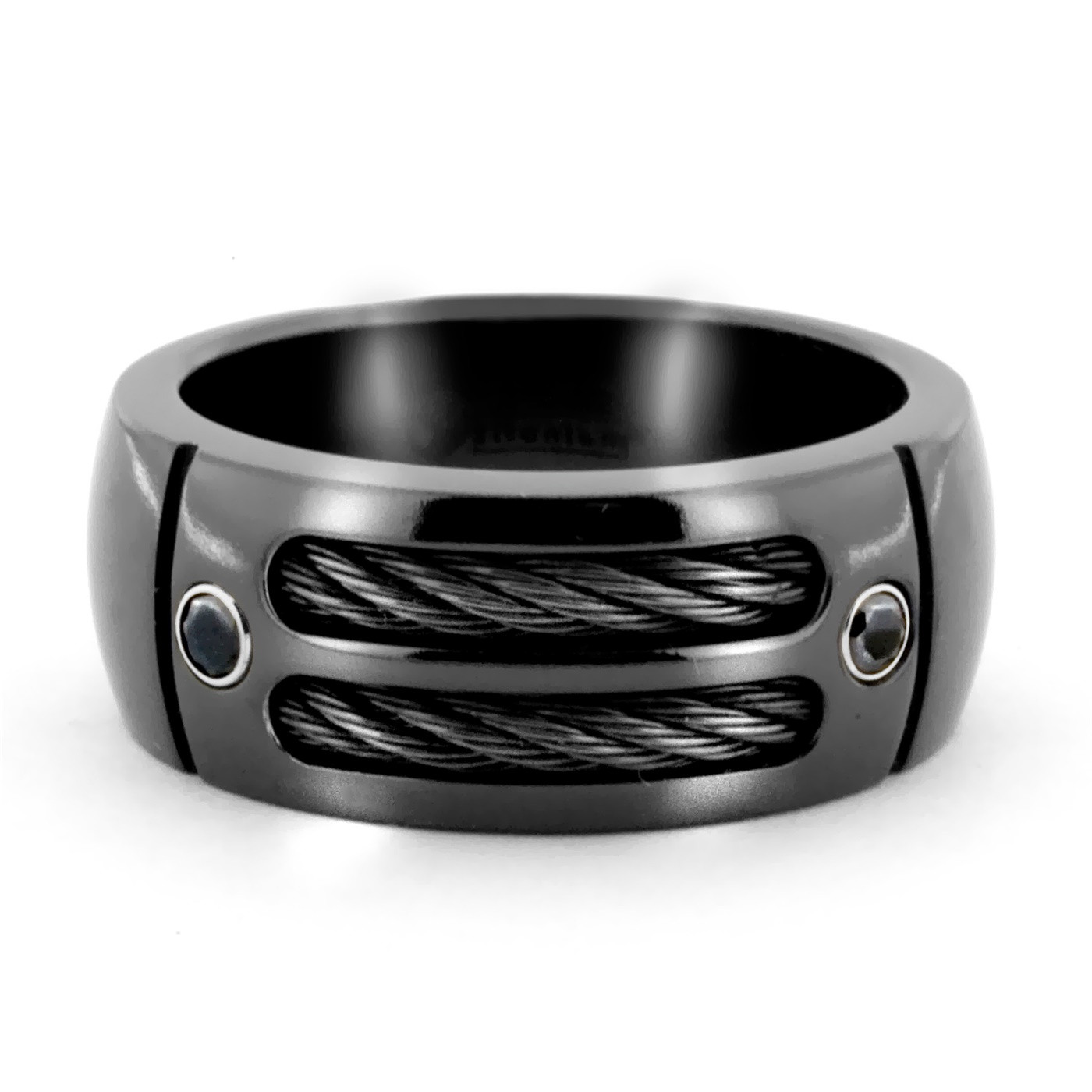 Edward Mirell Black Titanium and Cable Ring - EM MIDNITE SPORT RING