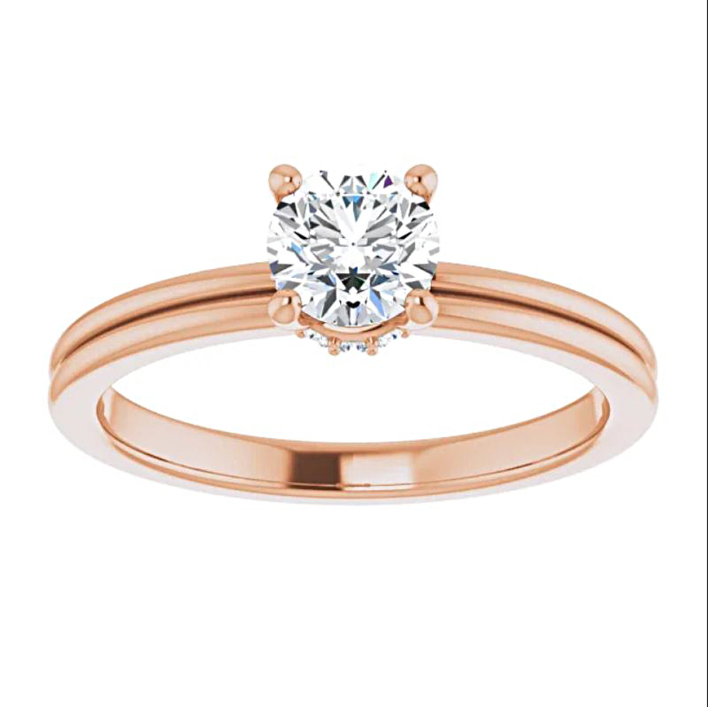 Gorgeous French Set Diamond Engagement Ring, .50ct Round GIA in Center