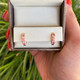 Pink Diamond Huggie Hoops set in 14K Gold