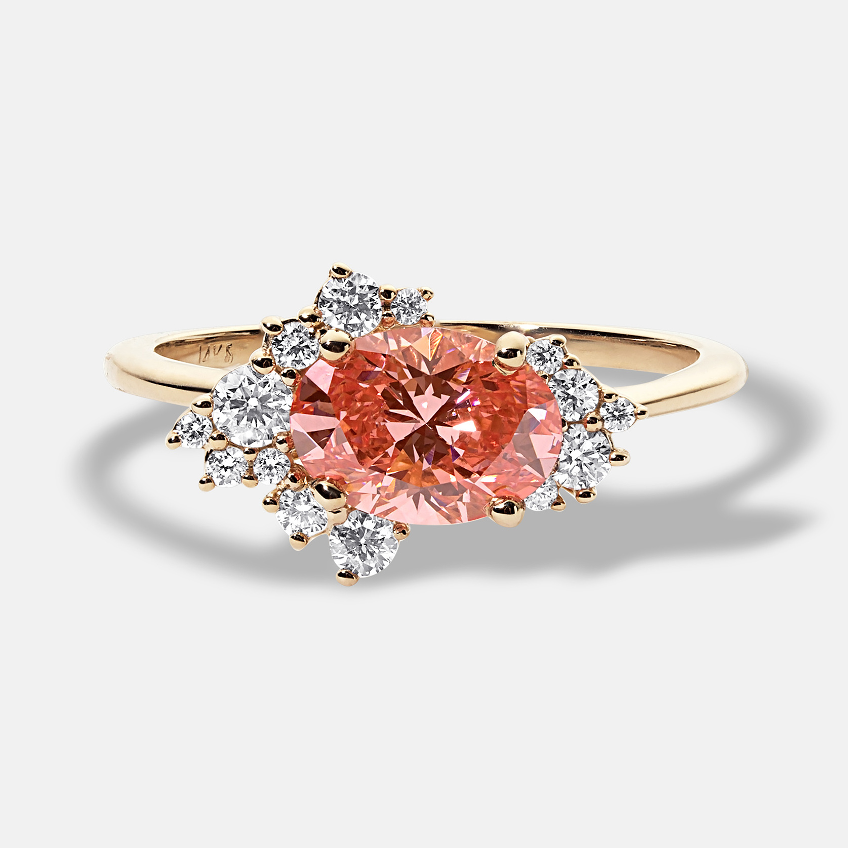 Stunning 14K Yellow Gold and 1.24ct Oval Shaped Fancy Pink Diamond ...
