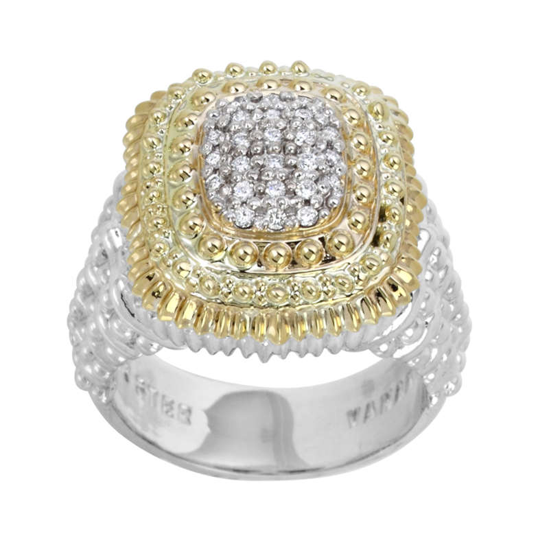 Sterling Silver & 14k Yellow Gold .18ctw Diamond Ring by Alwand Vahan