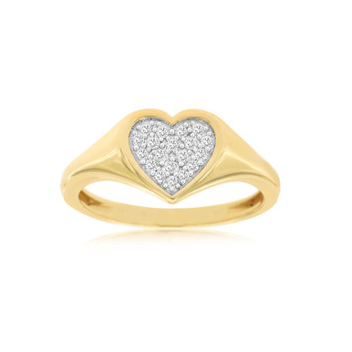 14K Yellow Gold Heart Diamond Ring