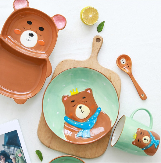 Cute Ceramic Monkey Porcelain Tableware Set For Kids