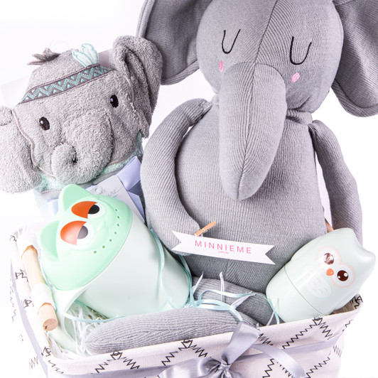 New Baby Bath Time Hamper Gift Set Pink Owl Basket Set