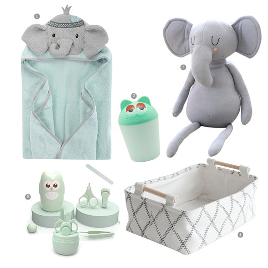 New Baby Bath Time Hamper Gift Set Pink Owl Basket Set