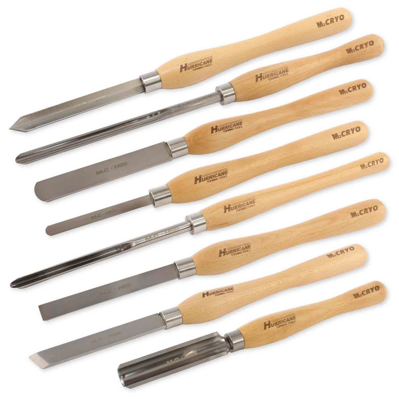 Hurricane, CryoCut Series, Complete 8 Piece M2 Cryo Woodturning Tool Starter Set - The ...