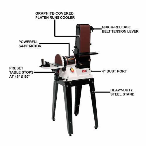 Jet, JSG-96CS, 6" x 48" Belt / 9" Disc Sander with Closed Stand, 3/4HP ...