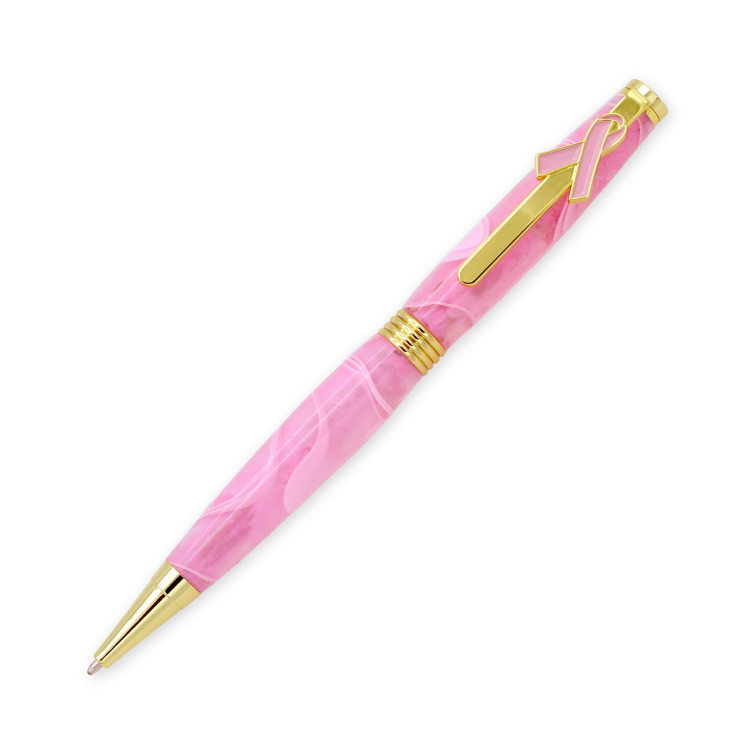 Legacy, Pink Ribbon Pen Kit, Gold - The Woodturning Store