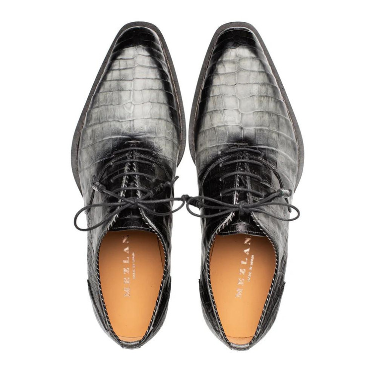 Mezlan Men's Two Tone Grey/Black Crocodile Oxford Lace Up Shoes Westside