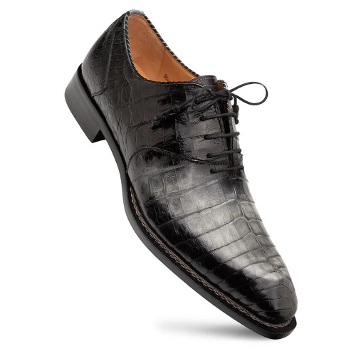 Mezlan Men's Two Tone Grey/Black Crocodile Oxford Lace Up Shoes Westside