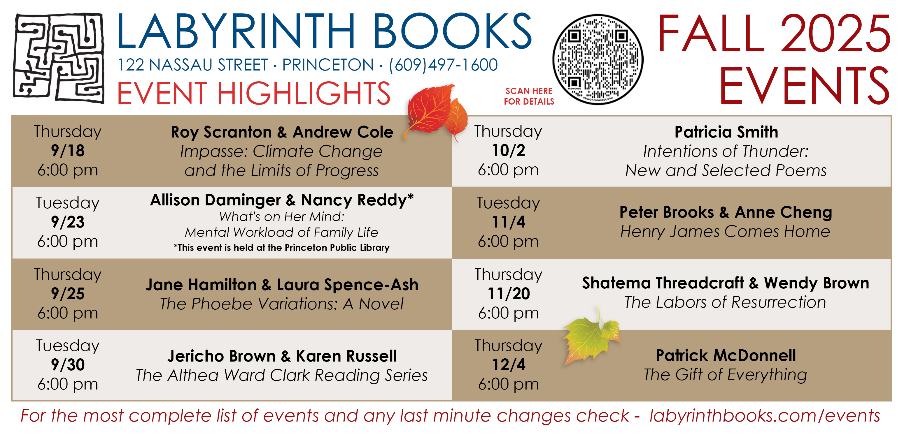 Labyrinth's Events Newsletter - Sign up here - Labyrinth Books