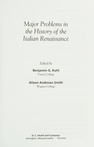 Major Problems in the History of the Italian Renaissance - Labyrinth Books