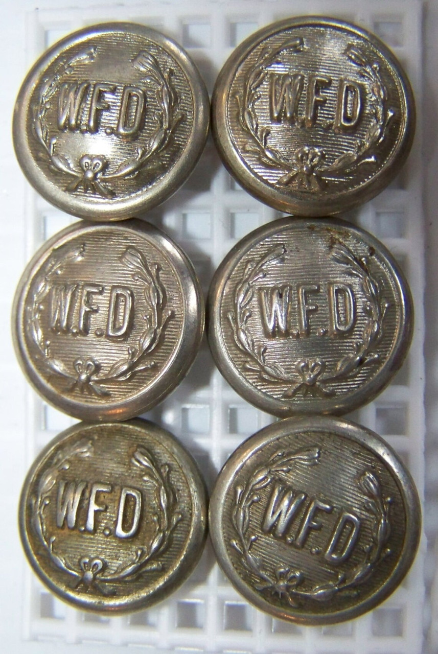 Uniform Buttons WINNIPEG FIRE DEPARTMENT 6 silver uniform cuff collar ...