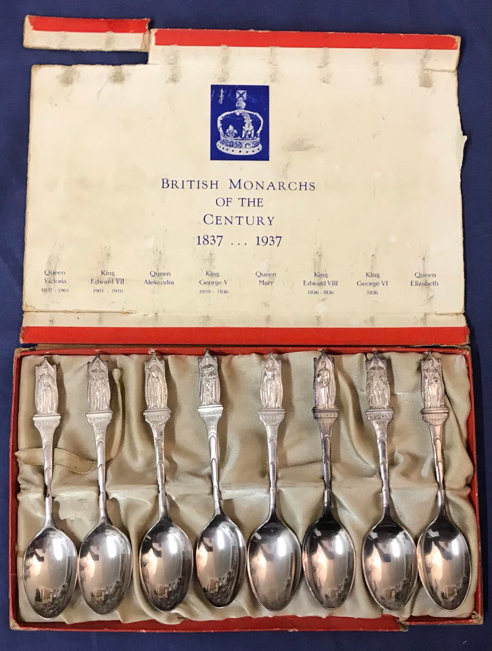 British Monarchs Of The Century 1837 - 1937 8 Spoon Set - ROYALTY ...