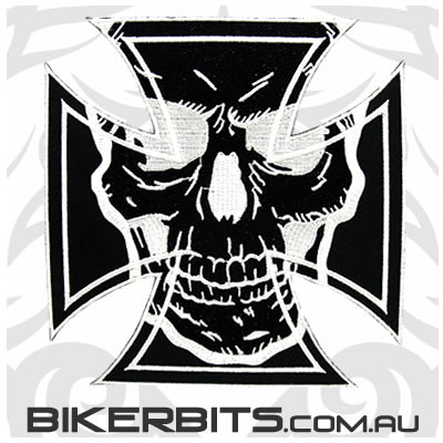 Iron Cross With Skull Patch - Biker Bits Australia