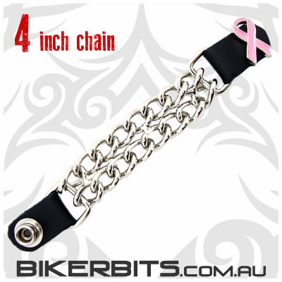 Pink Ribbon Vest Extender with Chains 4 inch - Biker Bits Australia