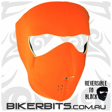 Orange Neoprene Full Face Mask - Biker Bits Australia