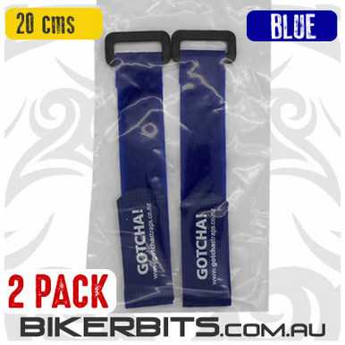 20cm long - 2 Pack - Blue - Gotcha Straps - Biker Bits Australia
