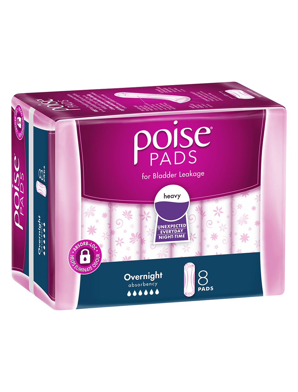 Poise Overnight Female Pads 400 x 130mm - 475ml - 8 Pack