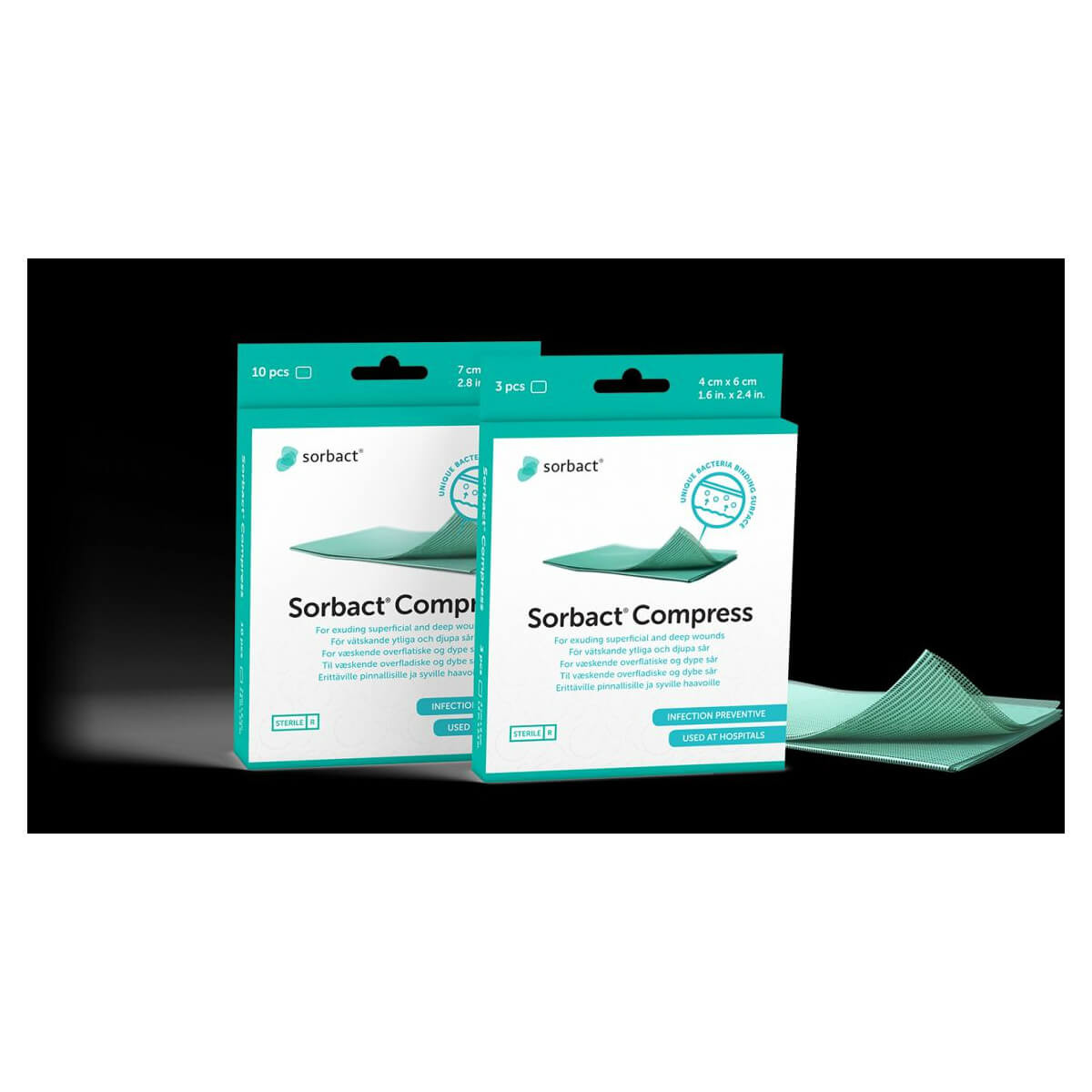 Sorbact Compress Microbe Binding Wound Dressing - 40 Pack