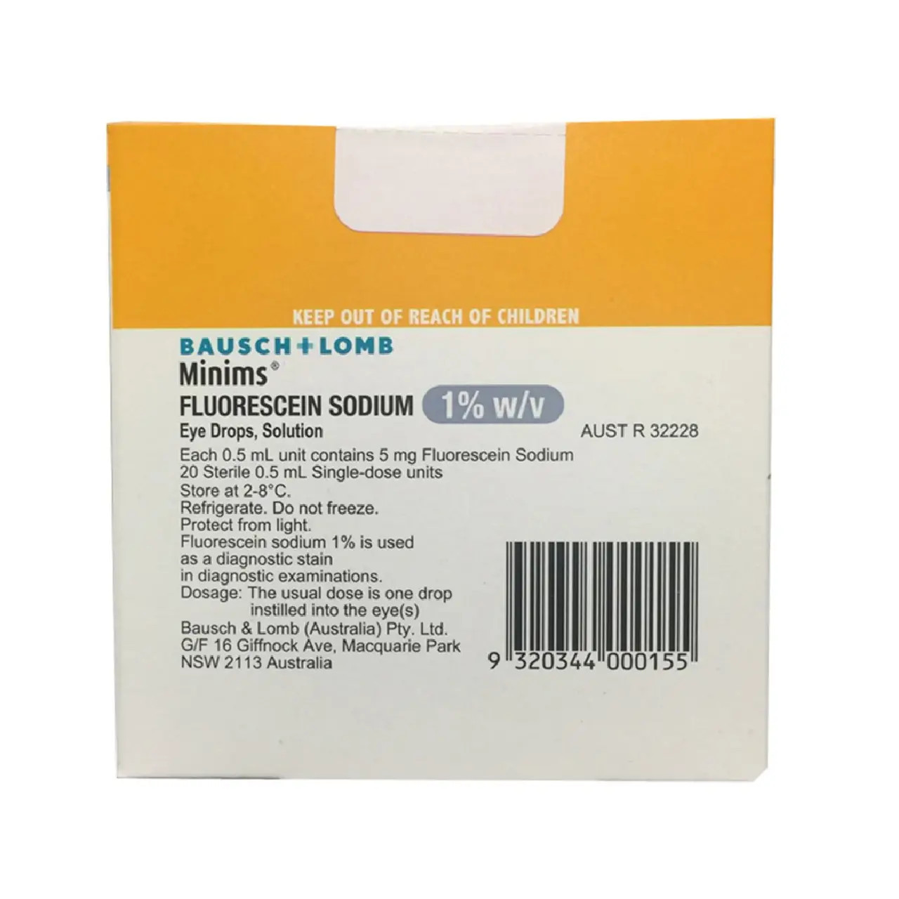 Minims Fluorescein Sodium 1% Eye Drops Solution - 20 Pack