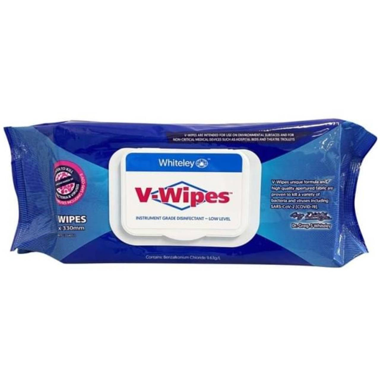 V-Wipes Instrument Grade Disinfectant Wipes Whiteley - 80 Pk