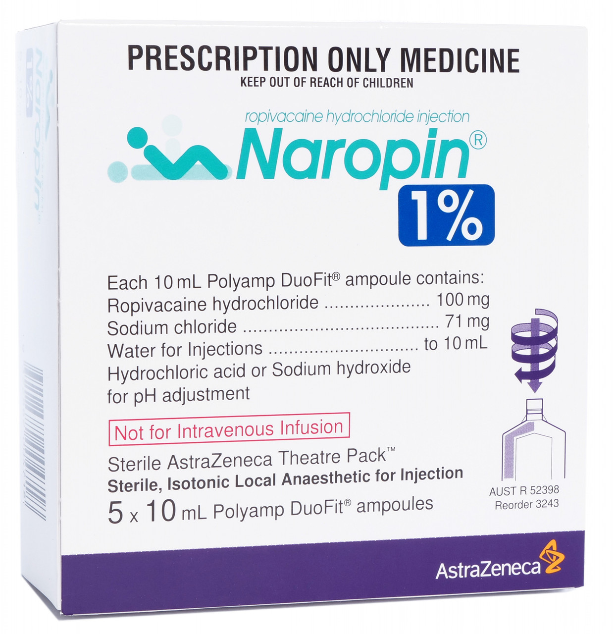 Naropin Plain Injection - Local Anaesthetic - 5 Pack