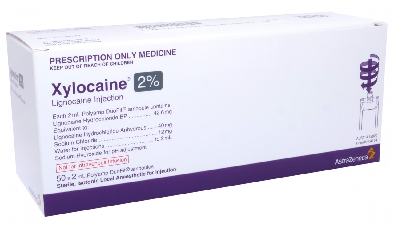 Xylocaine Plain Lidocaine Hydrochloride Injection - 50 Pack