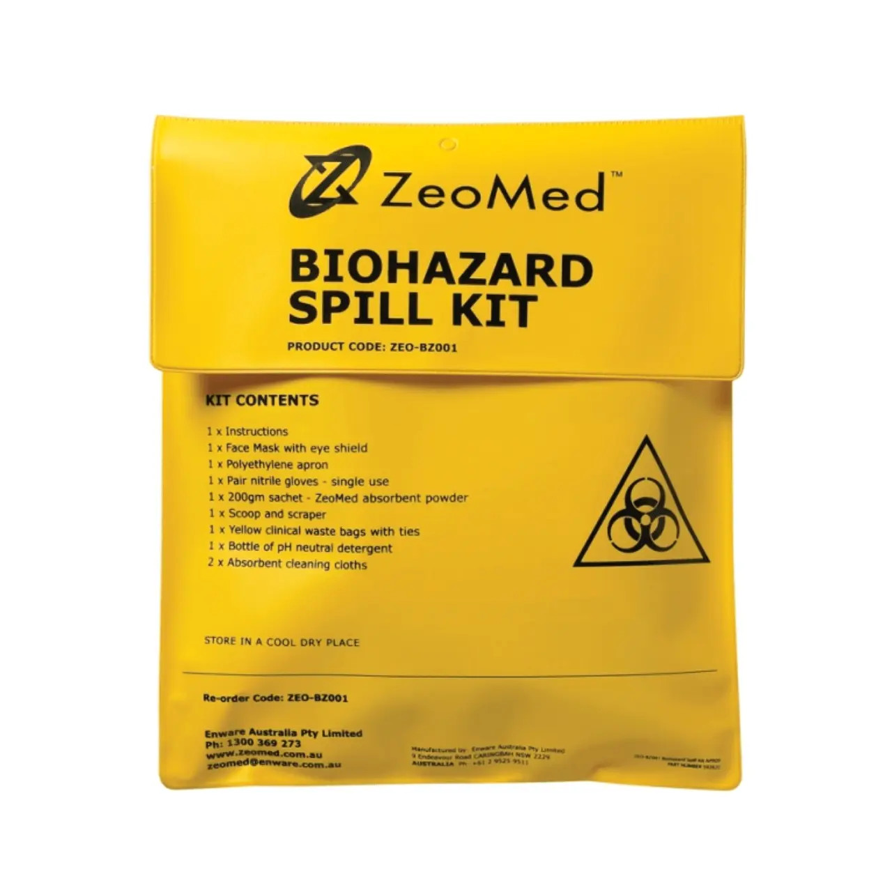 Biohazard Spill Kit with Body Fluid Absorbent Powder Zeomed